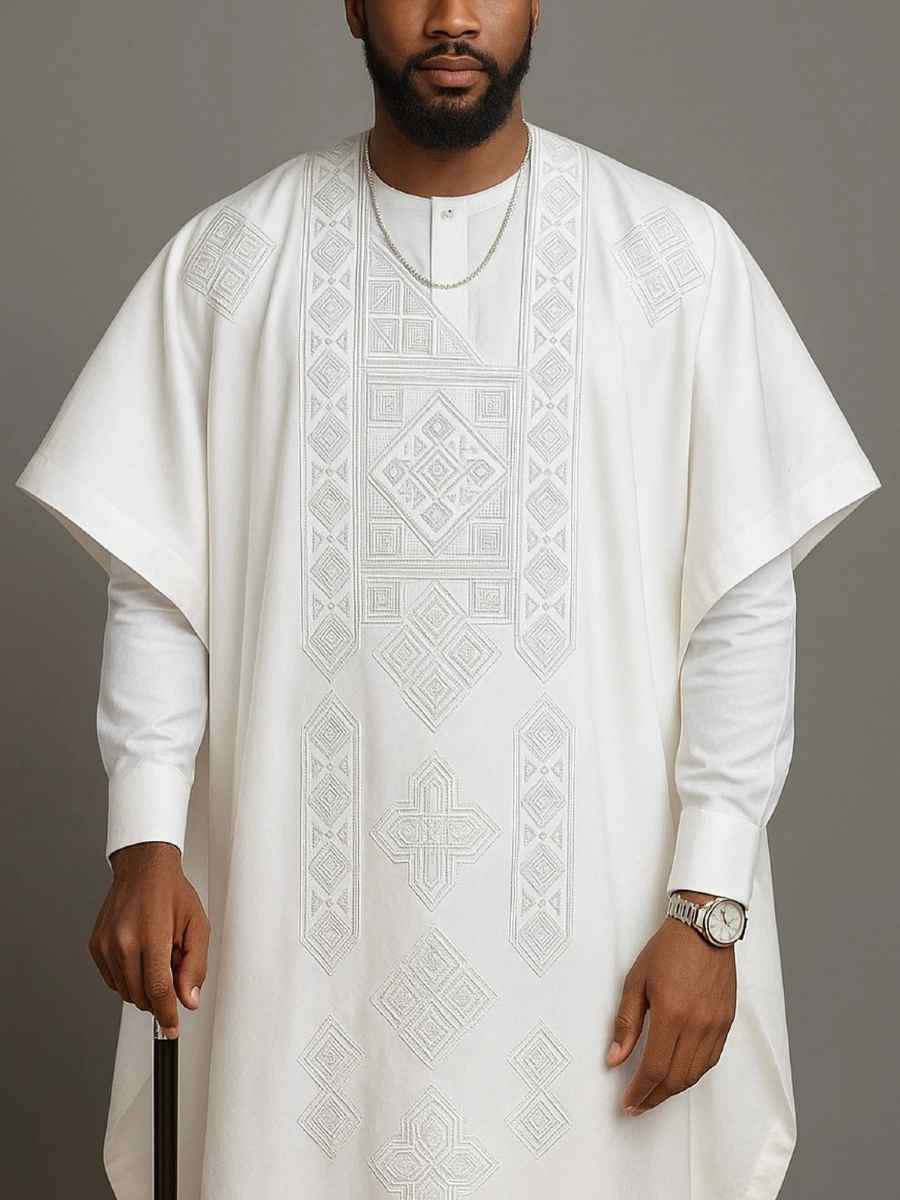 Minimalist Embroidered Agbada 3 Pieces Set For Men – Tacoheal